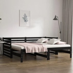 vidaXL Výsuvná postel 2x (80 x 200) cm masivní borovice [814710] Barva: Černá