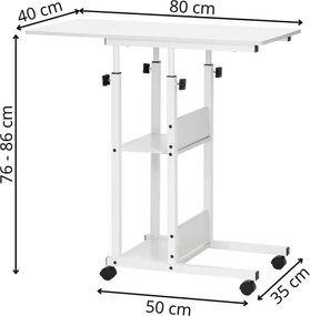 Mobilní stůl 80x40x76-86 cm SPRINGOS HF0059 bílý