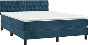 Box spring postel s matrací tmavě modrá 140x200 cm samet 3141489