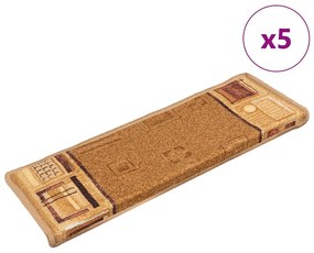 Nášlapy na schody samolepicí 5 ks 65x21x4 cm béžové 149840