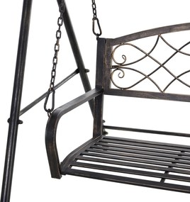 Zahradní houpačka Outsunny pro 2 osoby, kovová houpačka Hollywood v bronzové barvě, 167 x 123 x 175 cm, ideální pro zahradu a terasu | Aosom.de