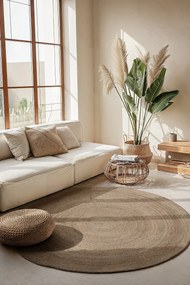 Hanse Home, Kusový koberec Jute Braided 106006 Grey Brown kruh, 100x100 (průměr) kruh, hnědá, chodba / předsíň