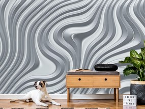 Liox 3D Tapeta zvlněná stříbrná stěna