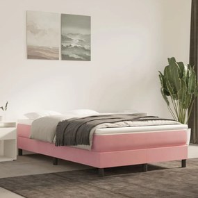 vidaXL Box spring postel s matrací 120 x 200 cm samet [3144321] Barva: Růžová