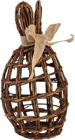 Hnědá proutěná dekorace vajíčko s králičími oušky - 16*16*31 cm