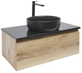 Koupelnová skříňka s umyvadlem a technickým kamenem SAT B-Way 79x30x45 cm dub BWAY80OAKTKUB