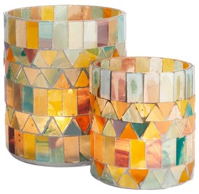 Butlers IKAT Svícen na čajovou svíčku mozaika 9 cm - mix barev