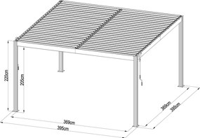 Bioklimatická pergola G21 Austin 4x4 m, antracitová hliníková