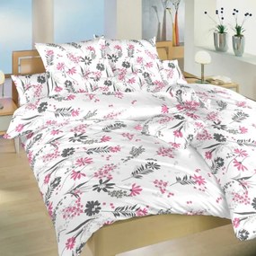 Dadka Povlečení bavlna Agáta růžová na bílém  200x200, 2x70x90 cm