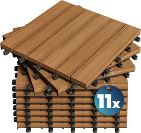 Dřevěná terasová dlaždice z akáciového dřeva certifikace FSC® sada 11 ks 30x30cm
