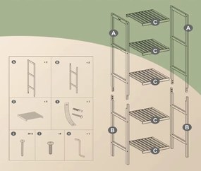 Bambusový koupelnový regál Koli hnědý