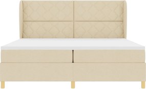 Postel s boxspringem s čelo Krémová 200 x 200 cm textil 3340842