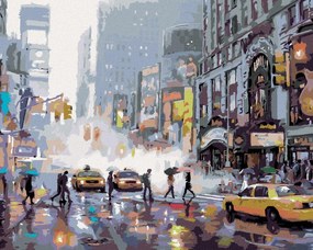 zuty malování podle čísel - rušná ulice v new yorku (richard macneil), 80x100 cm, bez rámu a bez vypnutí