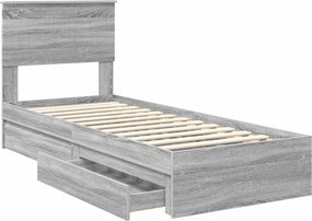 Postel s úložným prostorem se zásuvkou Šedá Sonoma 75 x 190 cm 3410852