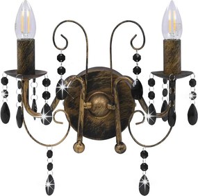 Nástěnná lampa s korálky černá patina 2 x žárovky E14 281591