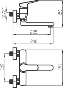 Novaservis Novaservis, Umyvadlová dřezová baterie 150 mm Metalia 54, chrom, 54076-0