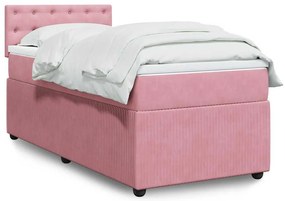 Box spring postel s matrací růžová 90x190 cm samet 3287619