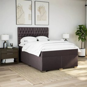 Box spring postel s matrací tmavě hnědá 140x190 cm textil 3292793