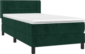 Box spring postel s matrací tmavě zelená 90x200 cm samet 3130940