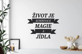 Lepy.cz Samolepka na zeď Život je magie Velikost (šířka x výška): 50x41cm, Barevná varianta: Krémová