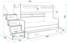 Dětská patrová postel s úložným prostorem a matracemi 80x200 IDA 3 - bílá