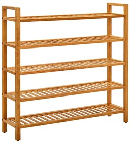 Botník s 5 policemi 100 x 27 x 100 cm masivní dubové dřevo 331751