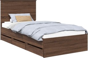 Rám postele se zásuvkou Hnědý dub 100 x 200 cm Inženýrské dřevo 3411151