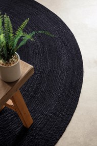 Hanse Home, Kusový koberec Jute Braided 106322 Black kruh, 200x200 (průměr) kruh, černá, chodba / předsíň