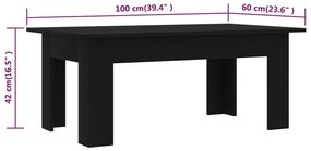 Konferenční stolek černý 100 x 60 x 42 cm dřevotříska - Default Title