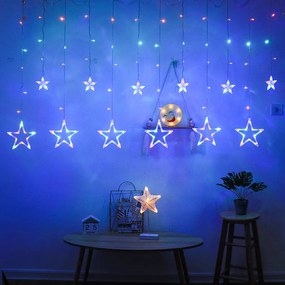 Vnitřní LED vánoční závěs - Hvězdy , 3m, 138 LED, různé barvy na výběr Barva: Teplá bílá