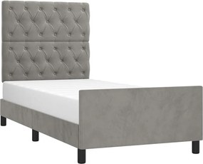 Rám postele bez matrace světle šedá 80 x 200 cm samet 3125904