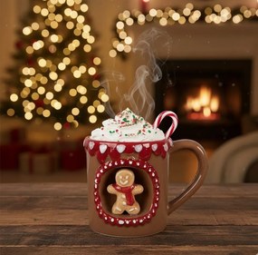 Hnědý hrnek perníček Gingerbread Man - 14*10*10 cm / 375 ml