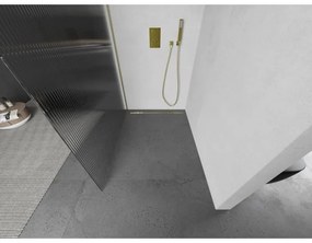 Mexen Kioto L, sprchová zástěna Walk-In 100 x 200 cm, 8mm sklo s žebrovým vzorem, zlatý matný profil, 800-100-103-55-09