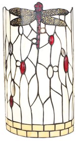 Bílá nástěnná lampa Tiffany s vážkou DragonFly - 20*10*36 cm E14/max 2*25W
