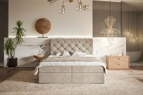 Boxspring s prošívaným čelem Gilda 160x200 cm Barva: Šedá - Jasmine 90