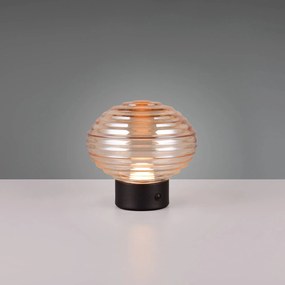 Nabíjecí stolní lampa Earl LED, černá/jantarová, výška 14,5 cm, sklo