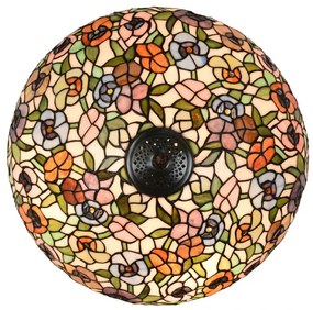 Stolní lampa Tiffany Silvain zeleno oranžová s motivem květů – 46x72 cm