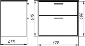 Lavedo Afina White/Wotan Oak 70 koupelnová skříňka s přípravou pro libovolné umyvadlo