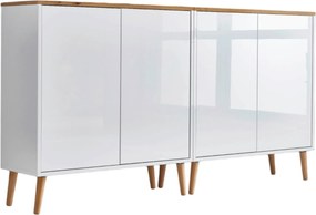 XXXLutz ŠIROKÁ KOMODA, bílá, dub artisan, vysoce lesklá bílá, 158/86/33 cm MID.YOU - Komody na nožičkách - 001067001802