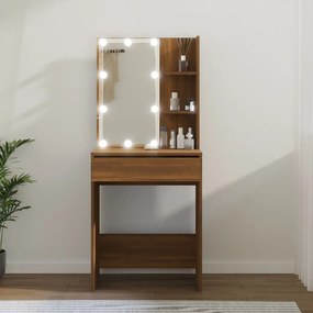 Toaletní stolek s LED hnědý dub 60 x 40 x 140 cm - Default Title