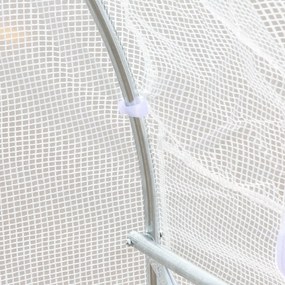 Zahradní tunelová skleník Outsunny s 8 okny a rolovacími dveřmi, kovový rám a polyethylenový kryt, 5x2x2m, bílý