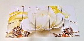 5-dílný obraz luxusní růže s abstrakcí - 200x100 cm