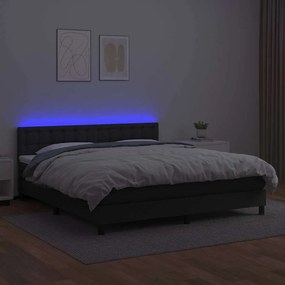 Box spring postel s matrací a LED černá 160x200 cm umělá kůže 3134231
