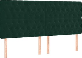 Box spring postel s matrací a LED tmavě zelená 200x200 cm samet 3136326