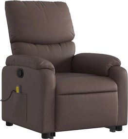 Zvedací masážní polohovací křeslo hnědé umělá kůže 3204895