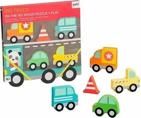 Petit Collage Robustní dřevěné puzzle Big Truck / od 18 měsíců