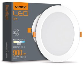 VIDEX LED panel zapuštěný kulatý 12W bílý neutrální
