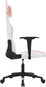 Herní židle bílá a růžová umělá kůže 3143696
