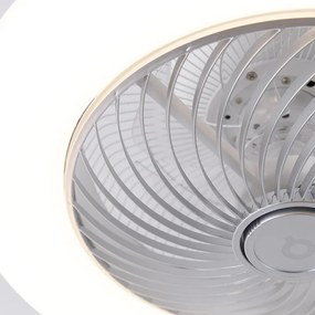 Designový stropní ventilátor stříbrný stmívatelný - Clima