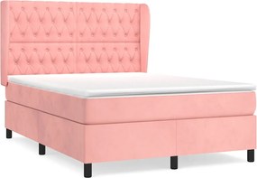 Box spring postel s matrací růžová 140x190 cm samet 3129392